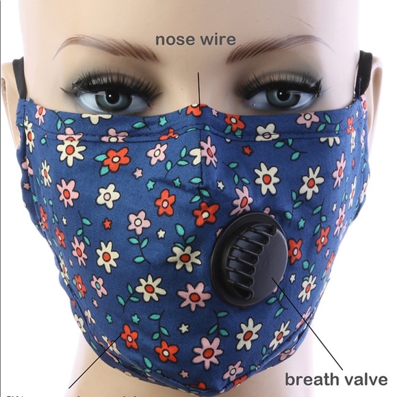 Accessories | Dark Blue Flower Facemask | Poshmark